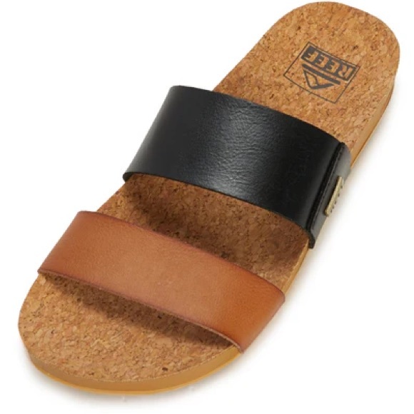 Reef | Shoes | Reef Black And Brown Leather Sandals With Cork Footbed ...